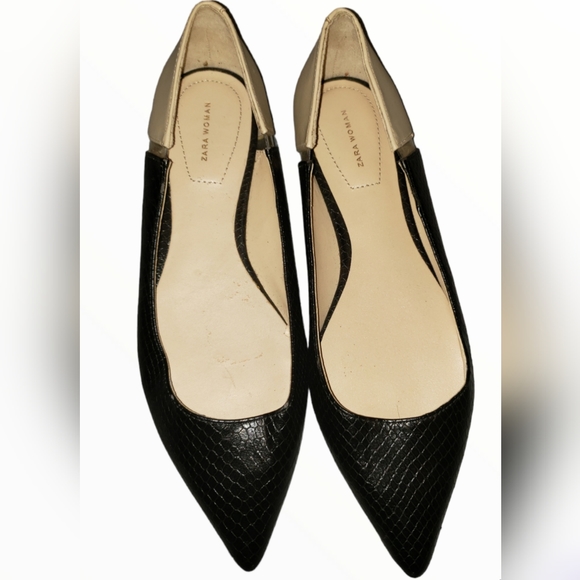 Zara | Shoes | Zara Woman Flat Shoes Black And Ten | Poshmark